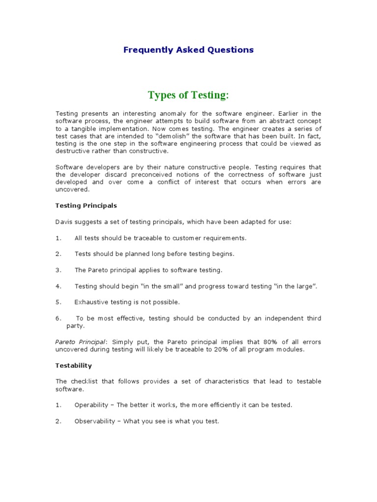 Types of Testing:: Frequently Asked Questions | PDF | Systems Science ...