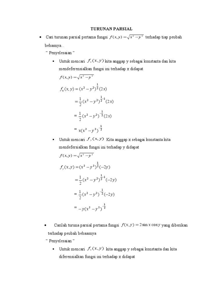 Kalkulus Turunan Parsial | PDF