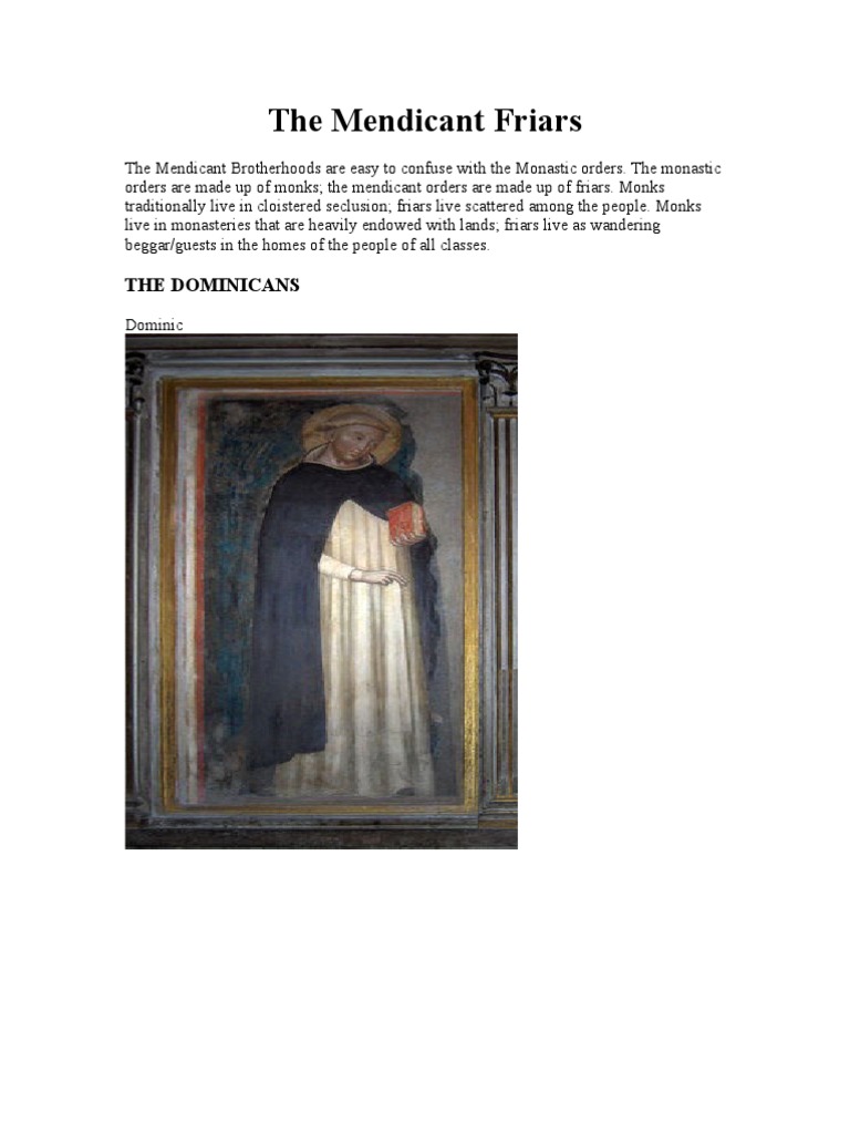 The Mendicant Friars | PDF | Dominican Order | Monk