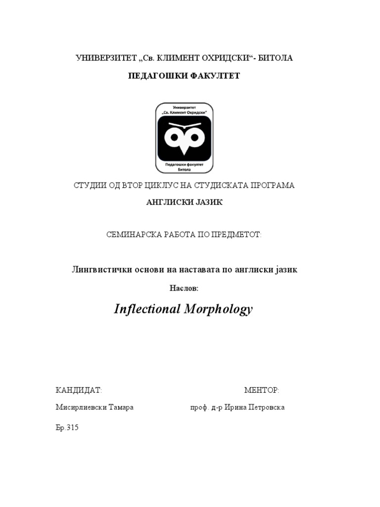 Inflectional Morphology | PDF | Grammatical Number | Morphology ...