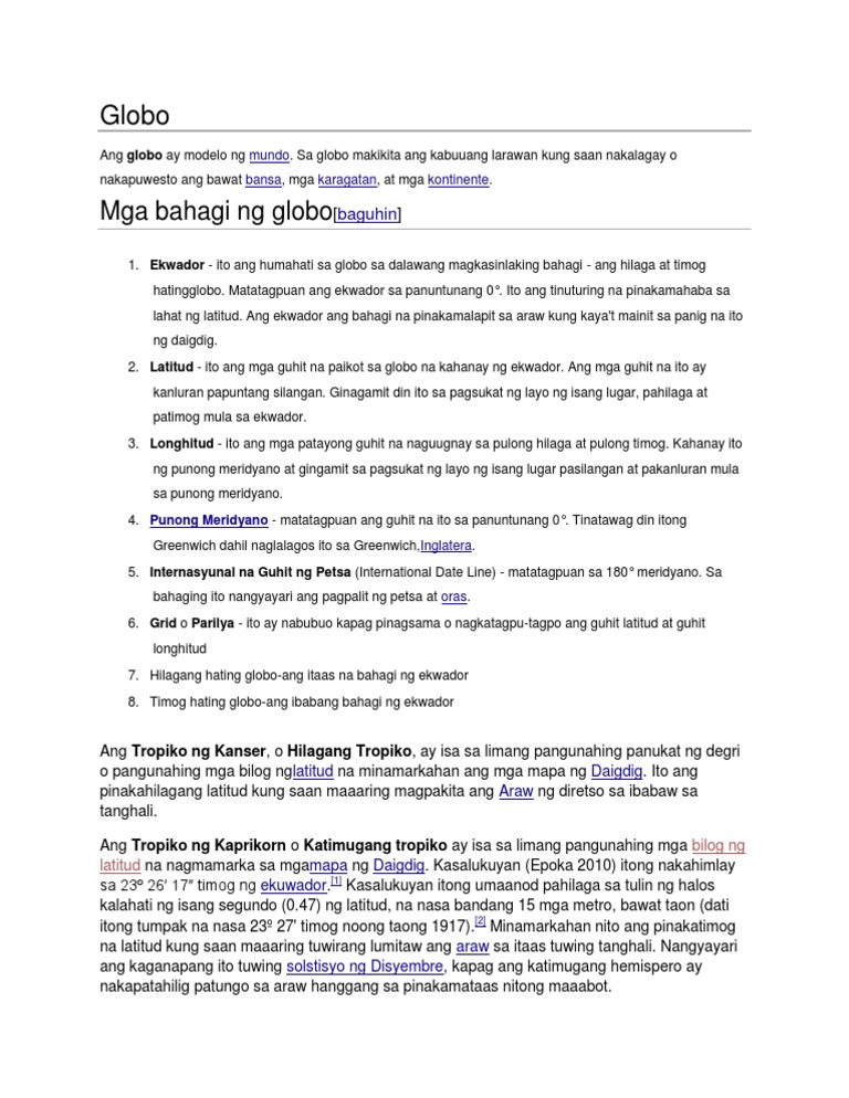 Globo at Bahagi NG Globo | PDF