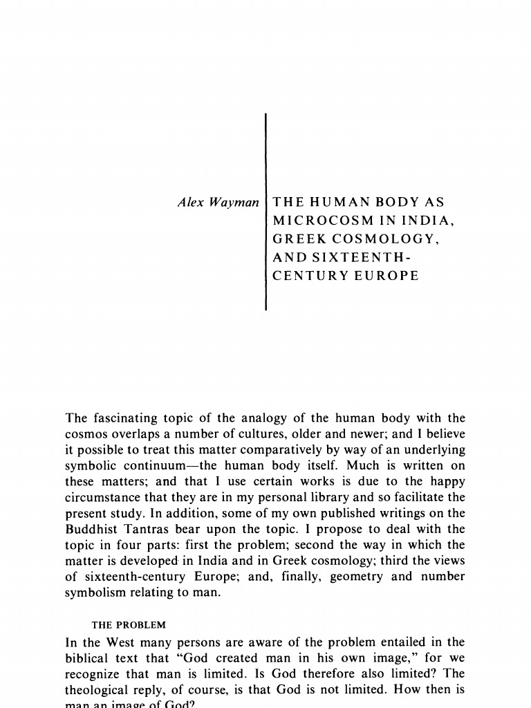 The Human Body As Microcosm in India, Greek Cosmology, and Sixteenth ...