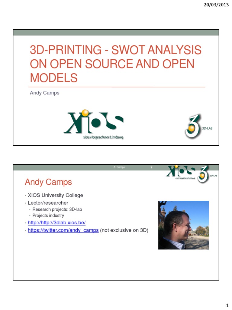 16th WIS - 3D-Printing - SWOT Analysis On Open Source and Open Models - The Slides | PDF | 3 D ...