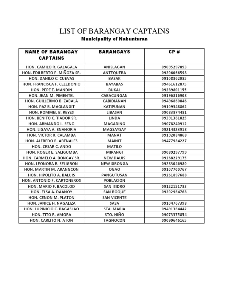 List of Barangay Captains | PDF