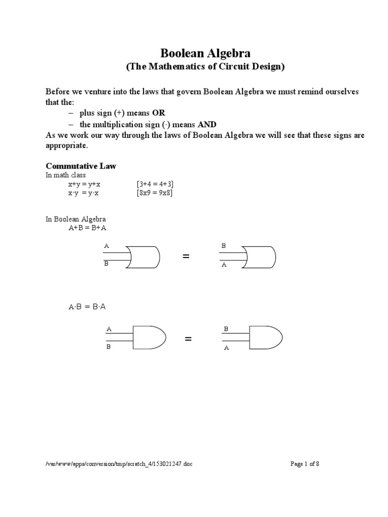 Boolean Algebra | Boolean Algebra | Logic