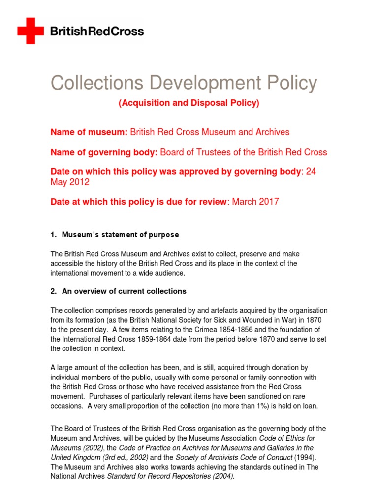 Collections Development Policy. | PDF | Archive | Museum
