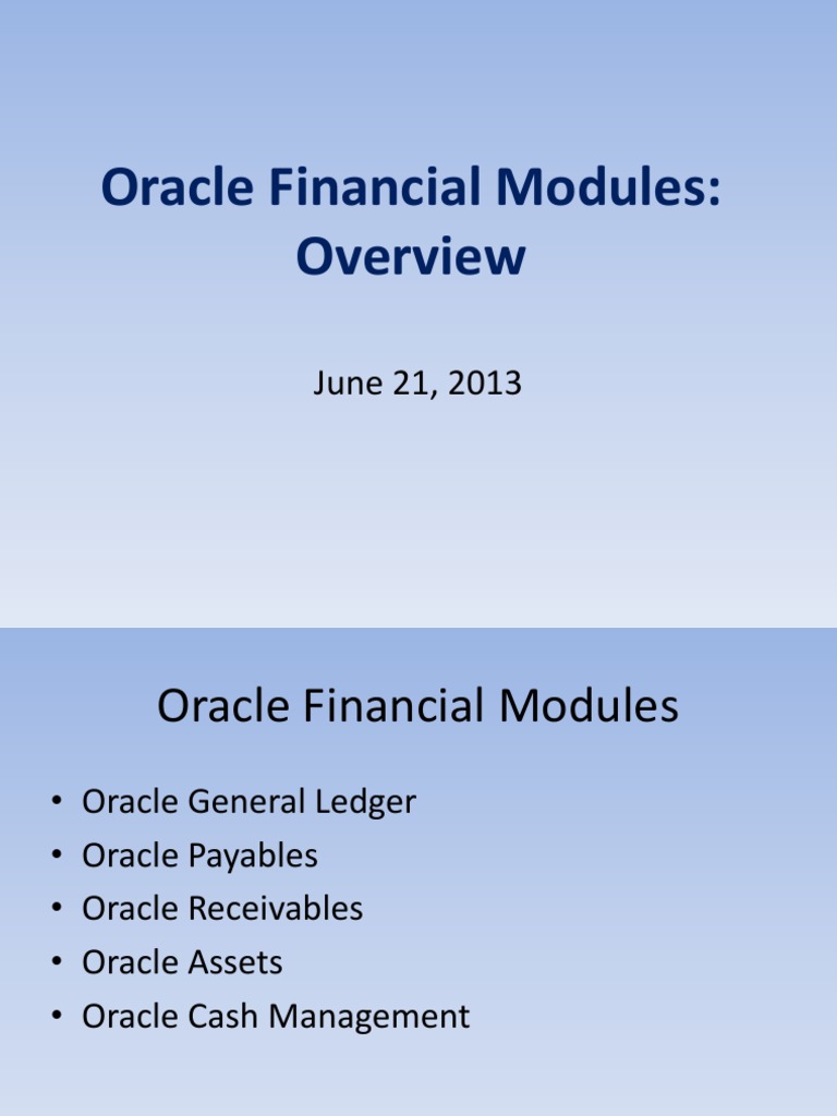 Oracle Financial Module_Overview | Debits And Credits | Money