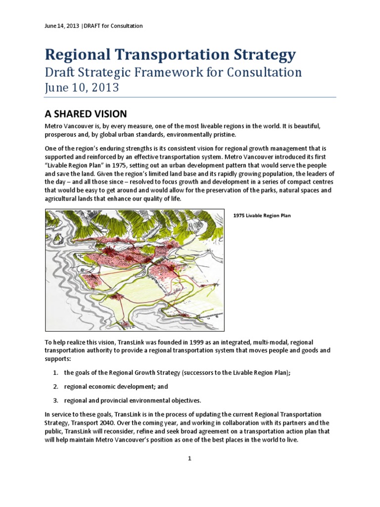 TransLink - Draft Strategic Framework For Consultation On Regional ...