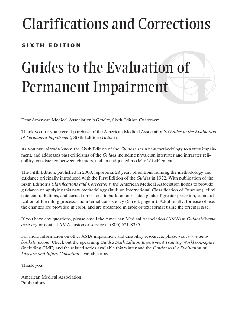 AMA Guides To The Evaluation of Permanent Impairment - Corrections ...