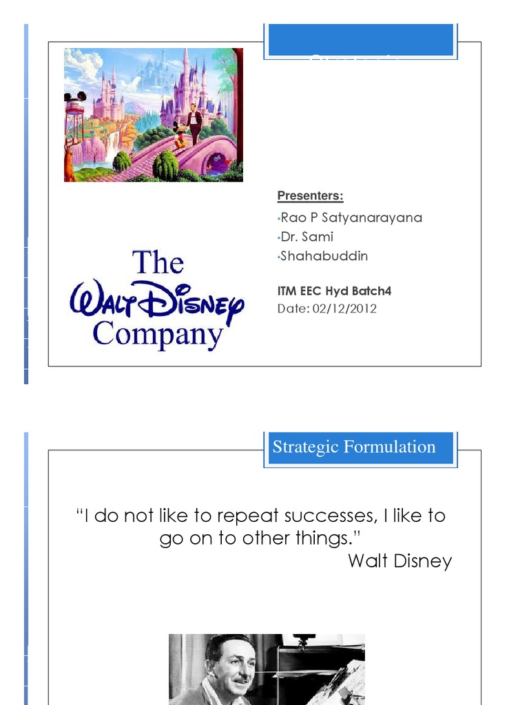 Walt Disney Strategy SSS | PDF | The Walt Disney Company | Disneyland