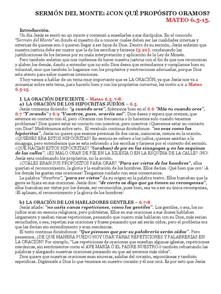 MATEO 6.5-15 - Con Qué Proposito Oramos | orador del Señor | Oración
