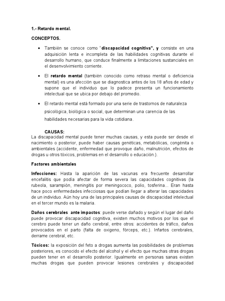 Retardo Mental: Causas y Diagnóstico | PDF | Discapacidad intelectual ...