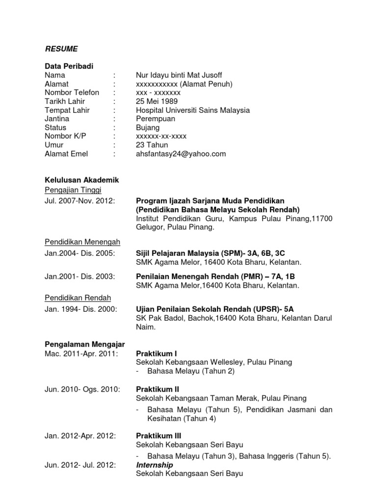Contoh Resume