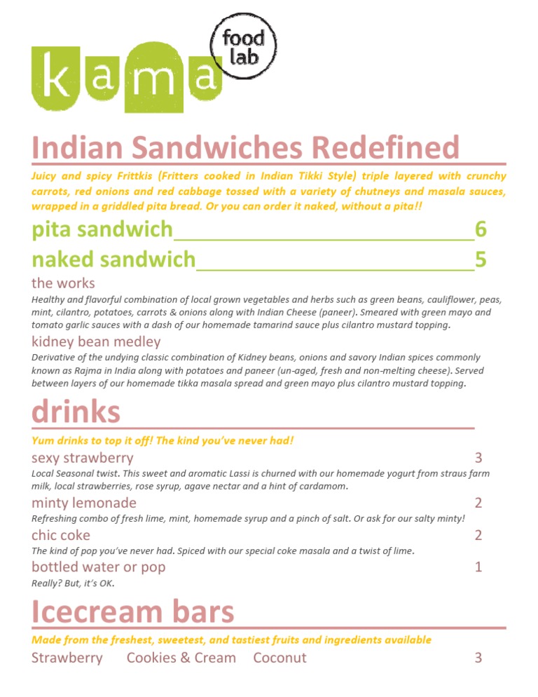 Indian Sandwiches and Unique Drinks | PDF