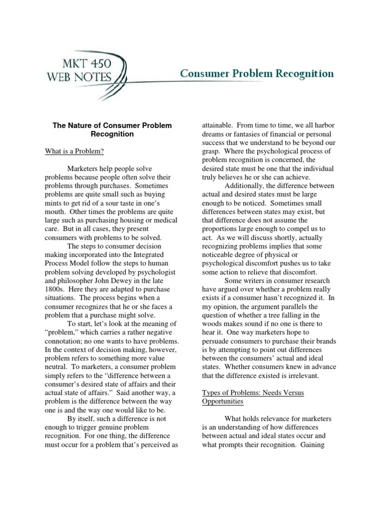 Consumer Problem Recognition | PDF | Self Actualization | Motivation