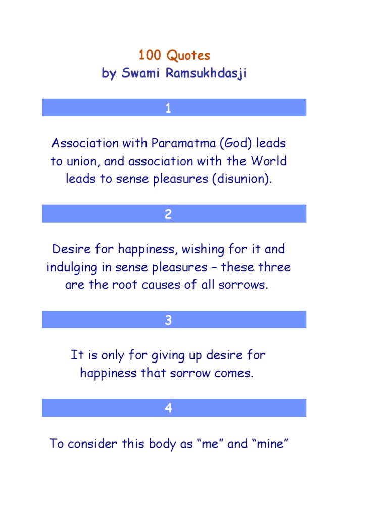 100 Quotes | PDF | Bhagavan | Sin