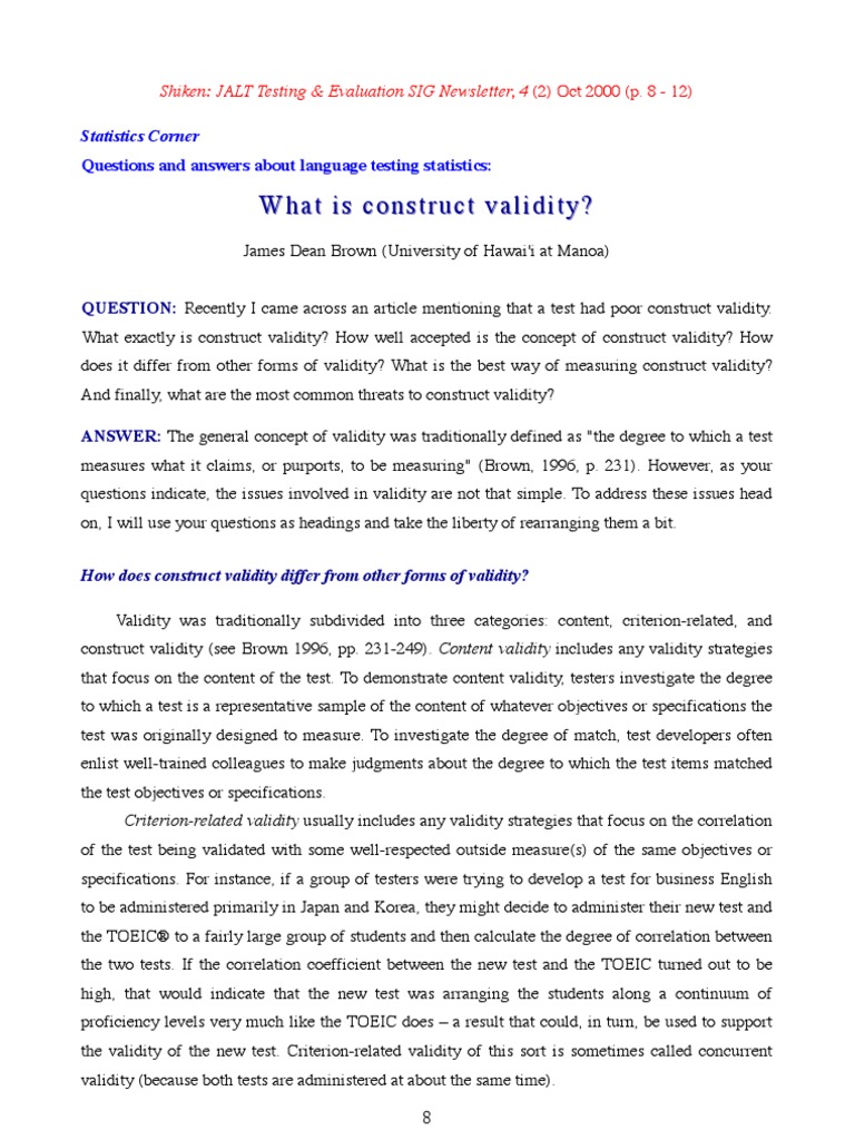 What Is Construct Validity? What Is Construct Validity?: Questions and ...
