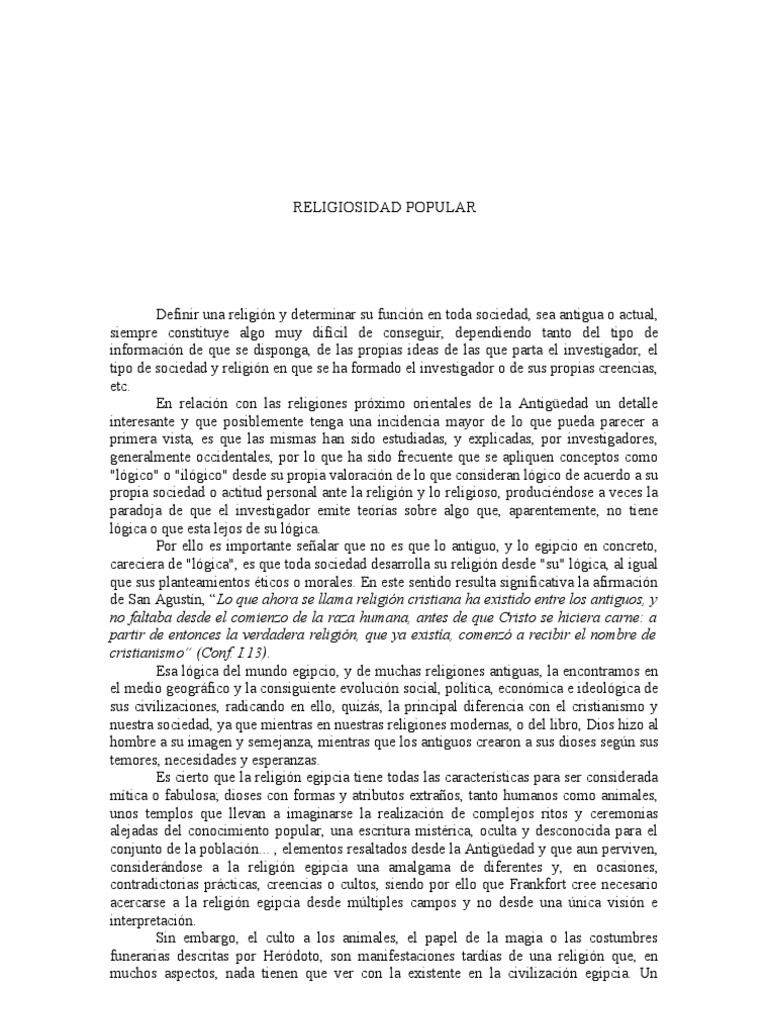 Religiosidad Popular | PDF | Religión Egipcia Antigua | Antiguo Egipto