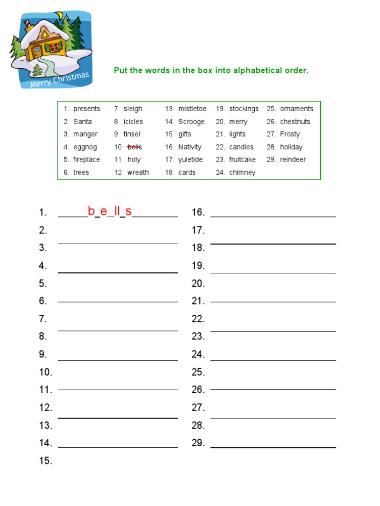 Alphabetical Order of Holiday Words | PDF