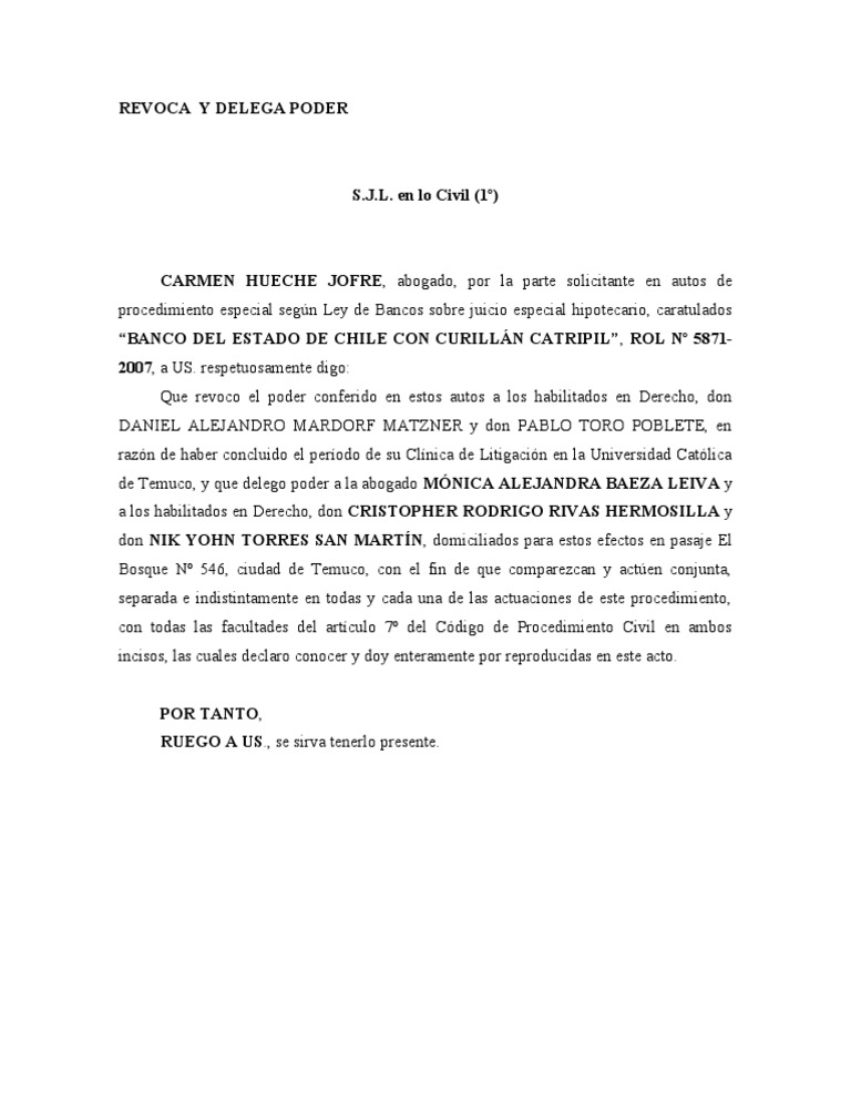 Revoca y Delega Poder JCC1 | PDF