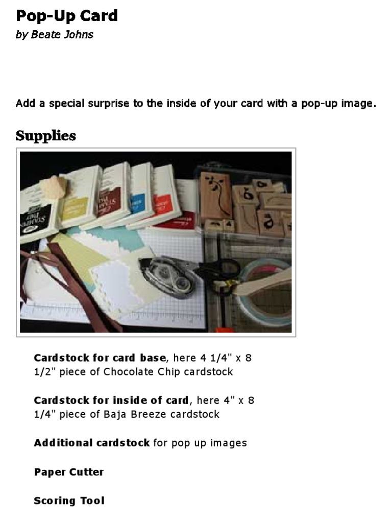 Pop-Up Card | PDF | Art Media | Printing
