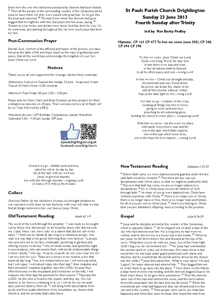 Fourth Sunday After Trinity 2013 | PDF | Grace In Christianity | Jesus