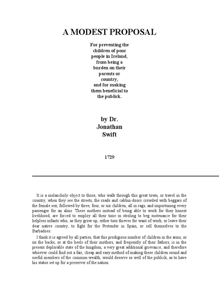 Swift's Satirical Proposal on Poverty | PDF