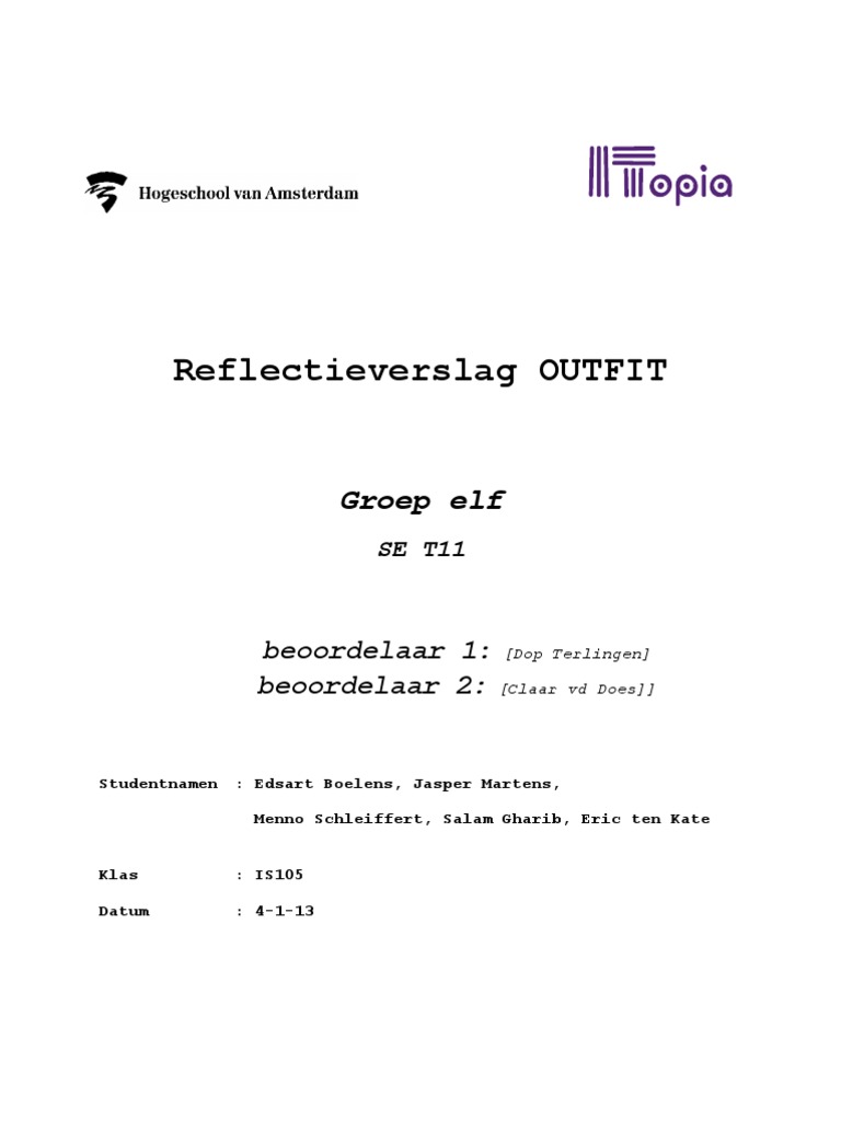 Reflectieverslag V0.11 | PDF