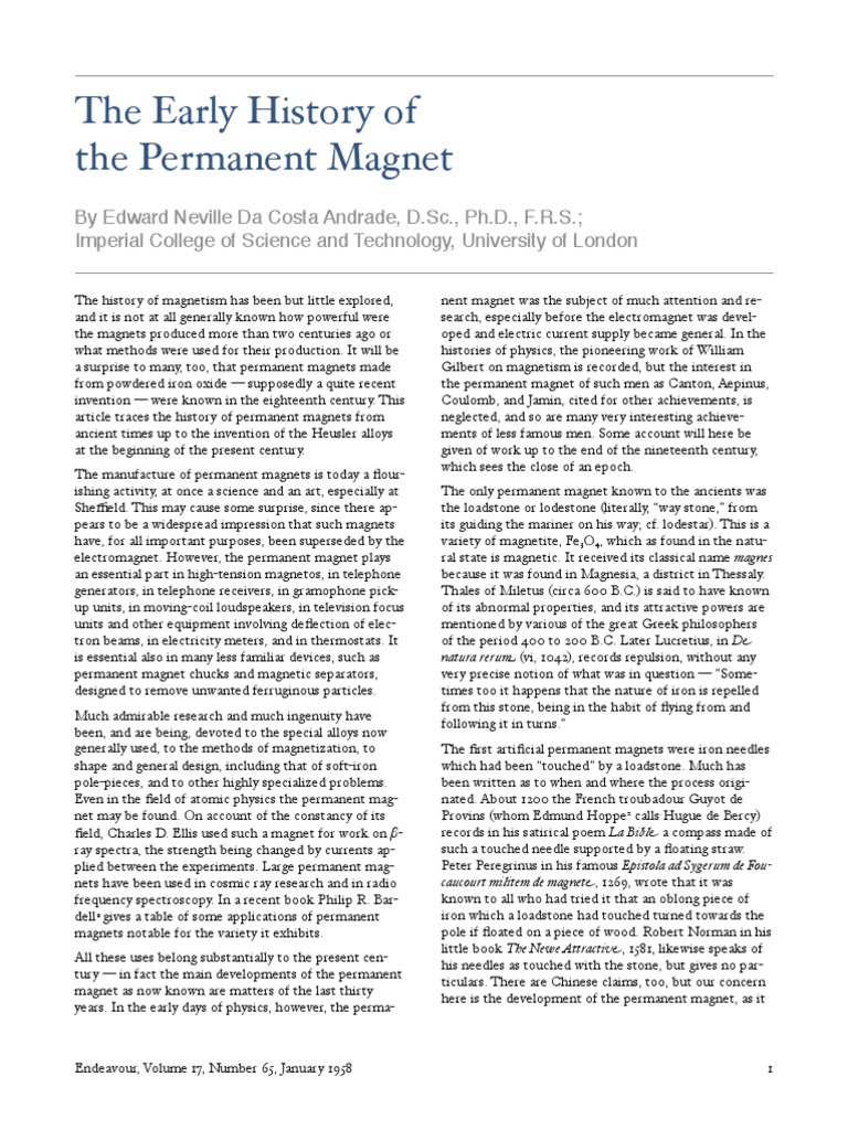 Permanent Magnet Early History | PDF | Magnet | Magnetism