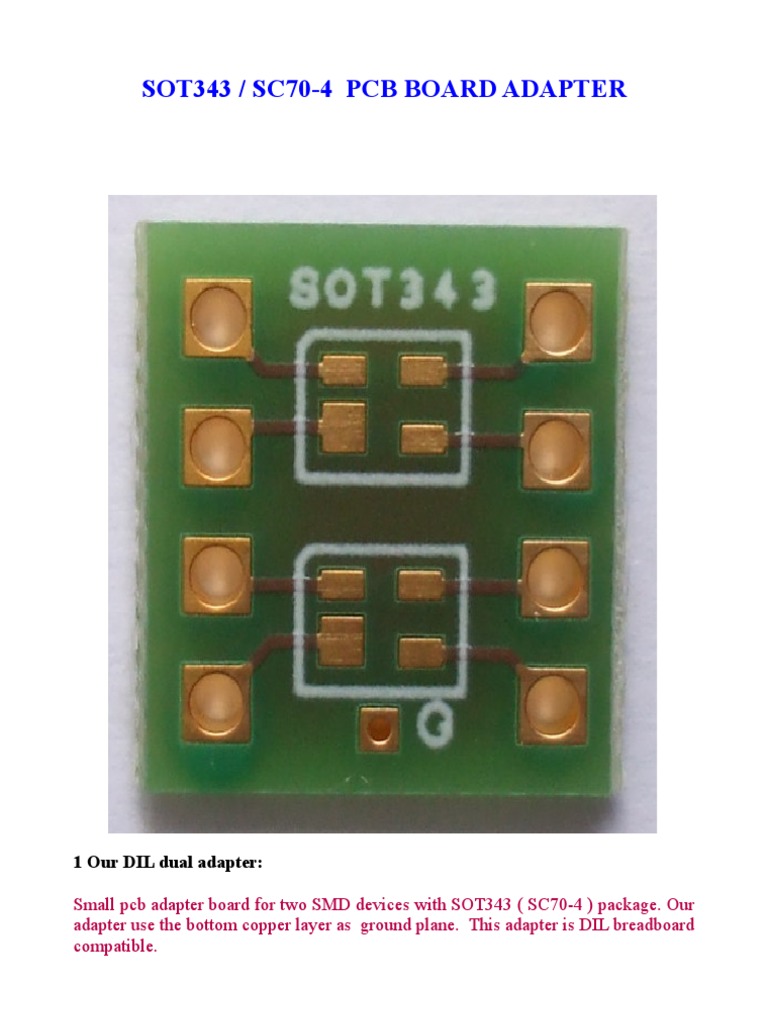 Sot343 / SC70-4 PCB Board Adapter Dil Compatible | PDF