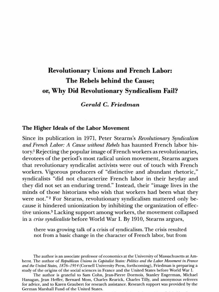 Gerald C. Friedman - Revolutionary Unions and French Labor: The Rebels ...