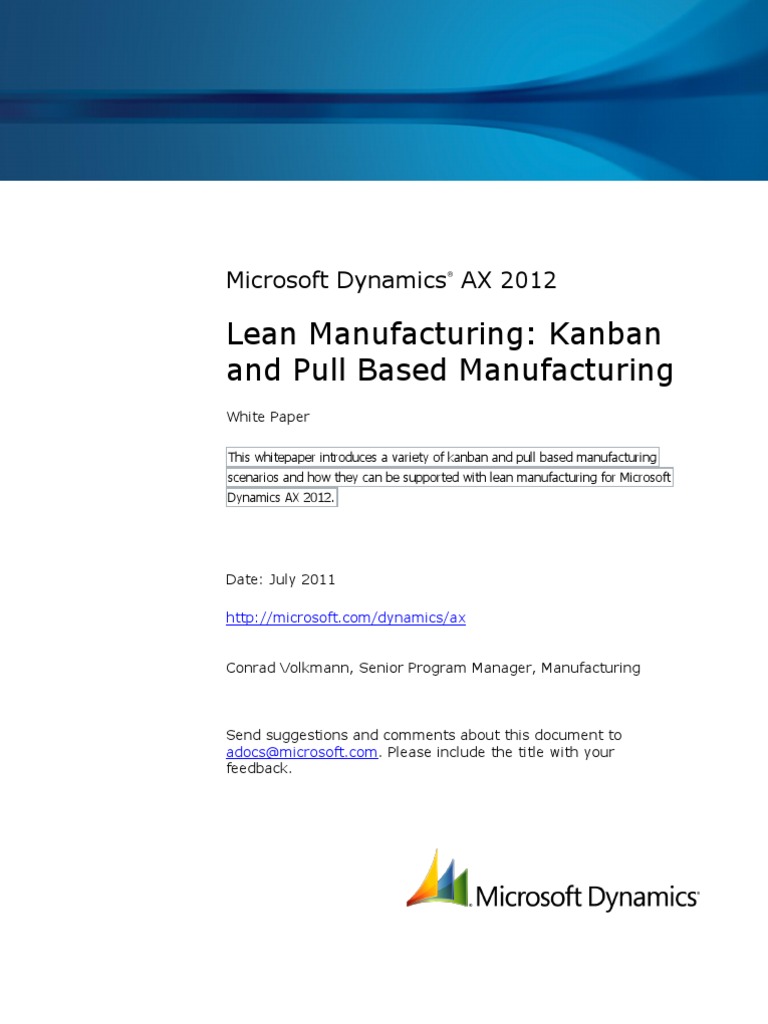 Lean Manufacturing - Kanban and Pull Based Manufacturing - AX2012 | PDF ...