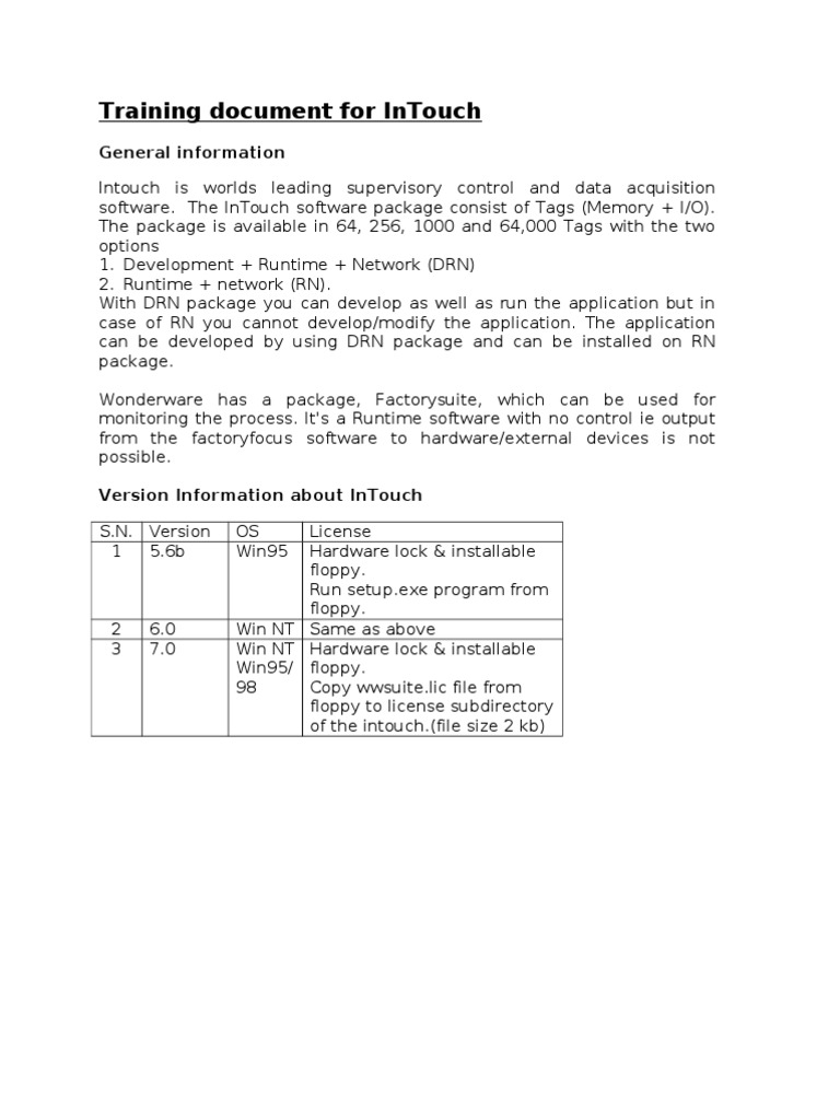 Training Document For InTouch | PDF | Computers