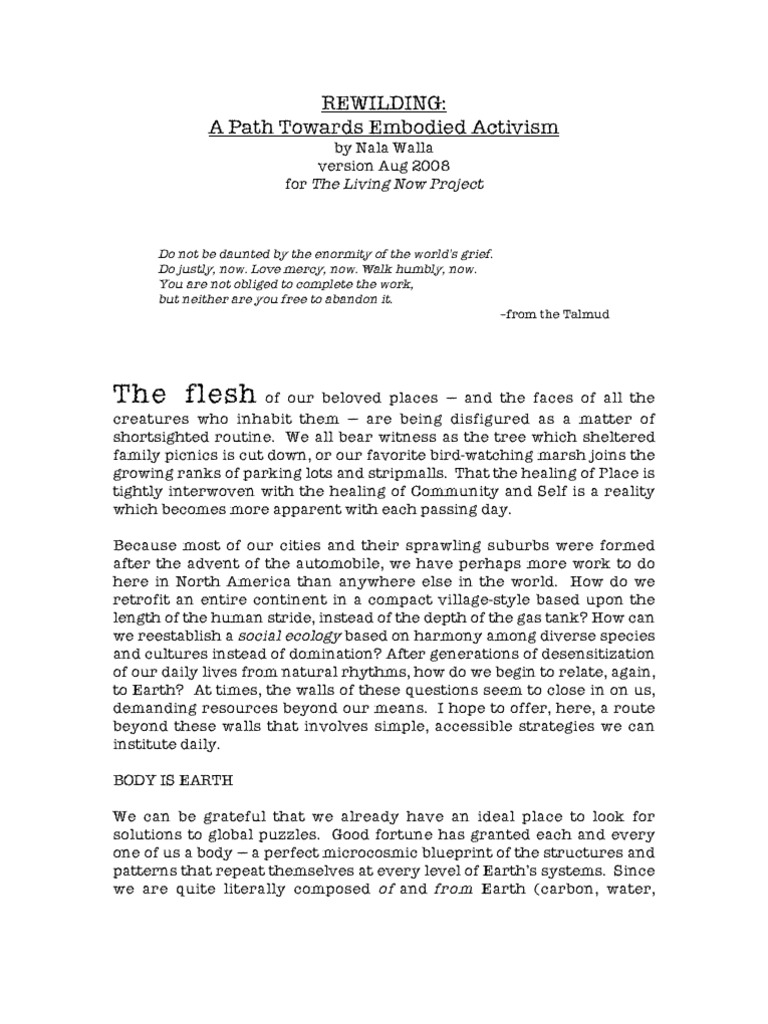 The Flesh: Rewilding: A Path Towards Embodied Activism | PDF | Foods | Yoga