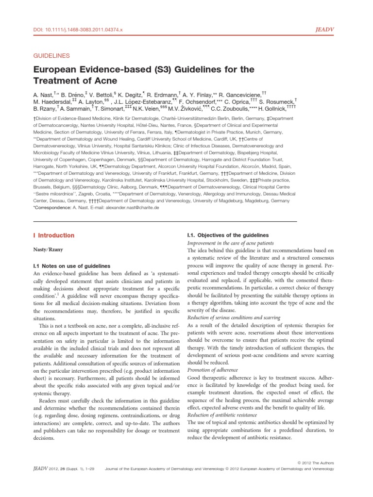 European Guidelines Acne Treatment | PDF | Acne Vulgaris | Clinical Trial