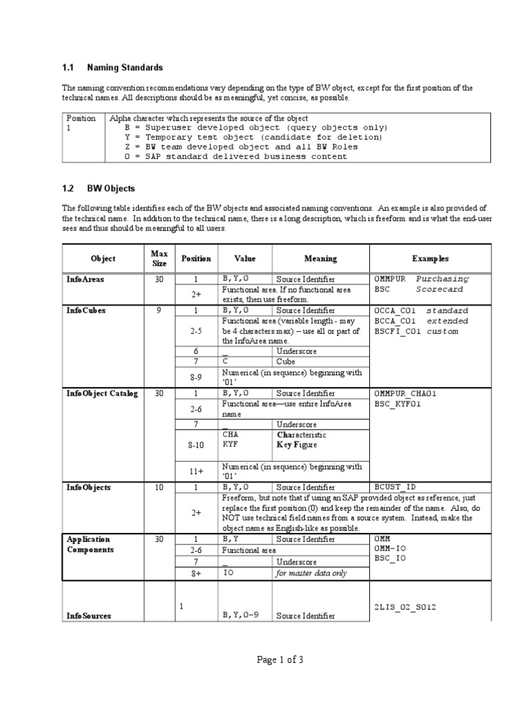 BW Naming Standards | PDF | Identifier | Variable (Computer Science)