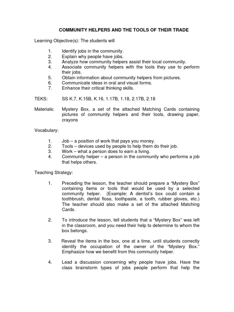 Community Helpers and The Tools of Their Trade | PDF | Dentist ...