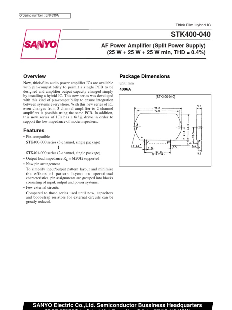 STK400 040 | PDF | Capacitor | Amplifier