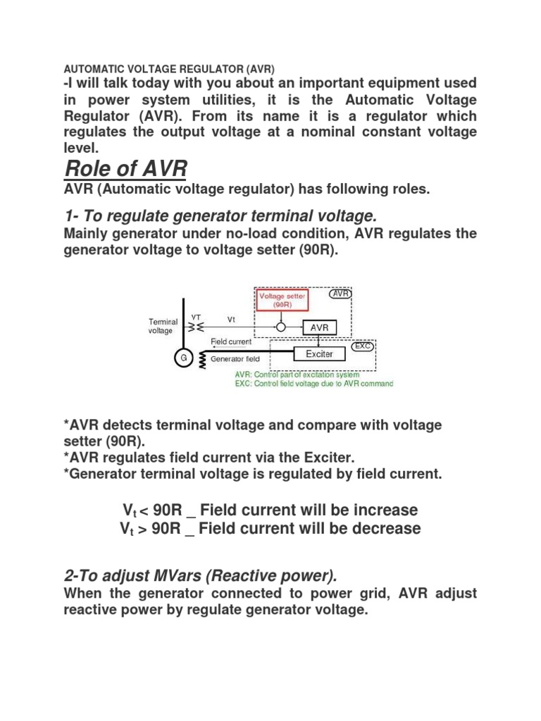 Automatic Voltage Regulator Generator | PDF