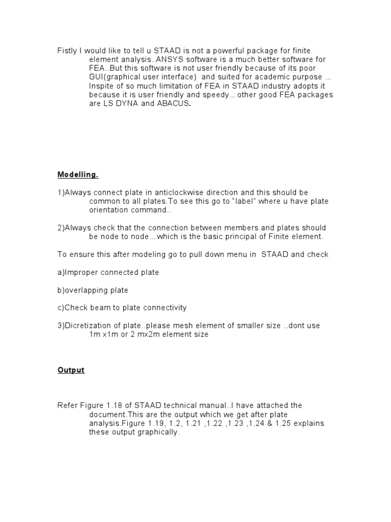 Explanation Plate Staad | PDF | Finite Element Method | Stress (Mechanics)