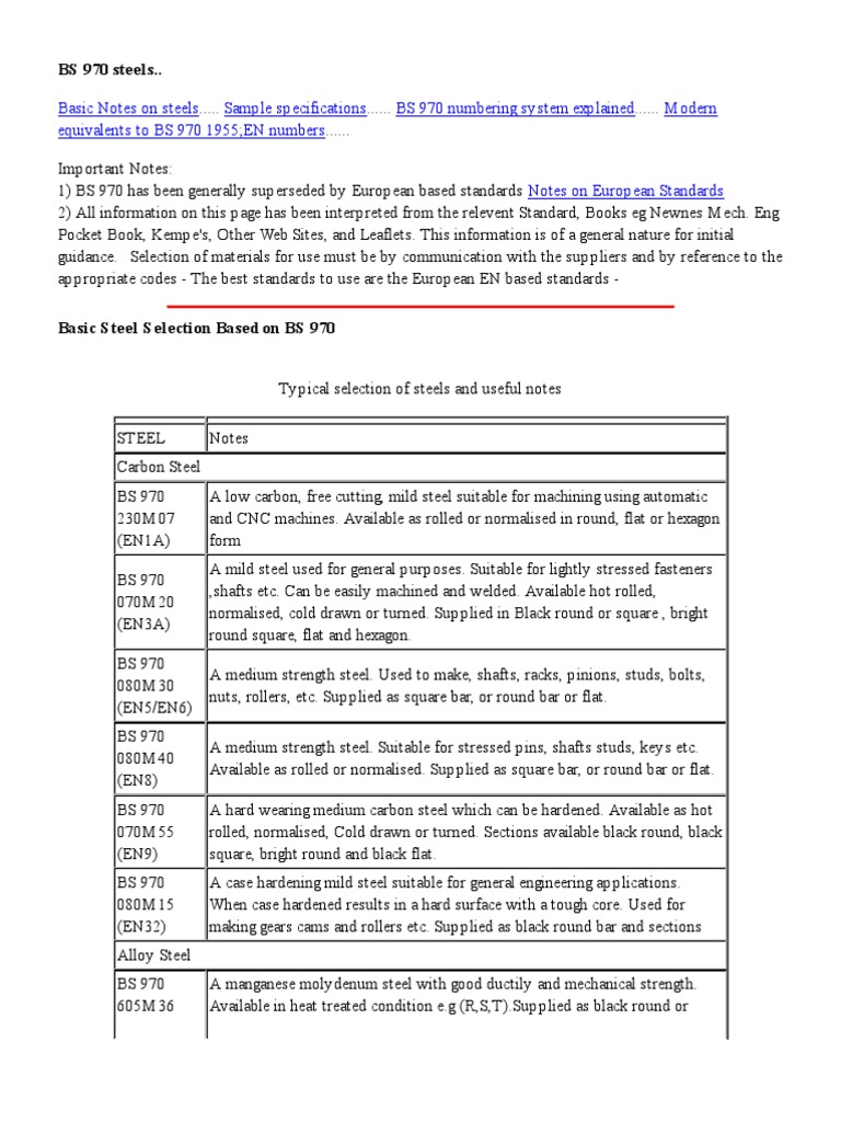 BS 970 Steels | PDF | Heat Treating | Steel