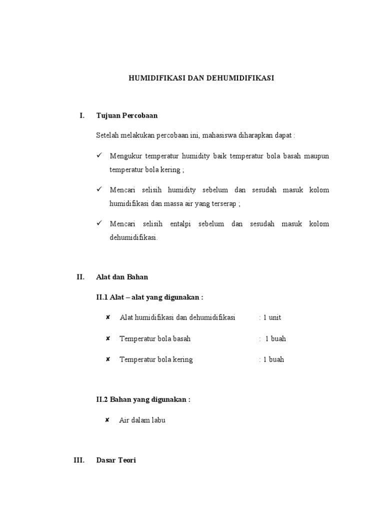 Humidifikasi Dan Dehumidifikasi | PDF | Metode & Bahan Ajar
