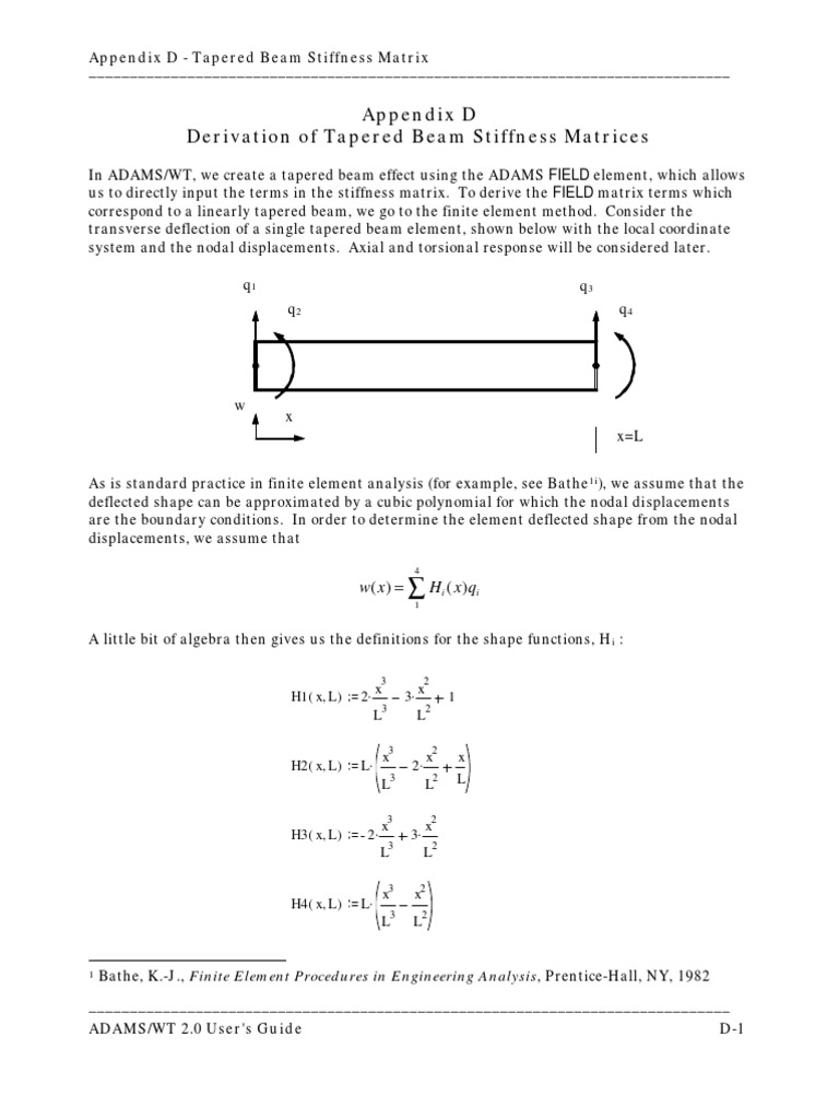 Tapered Beam Stiffness Matrix Guide | PDF | Stiffness | Matrix ...