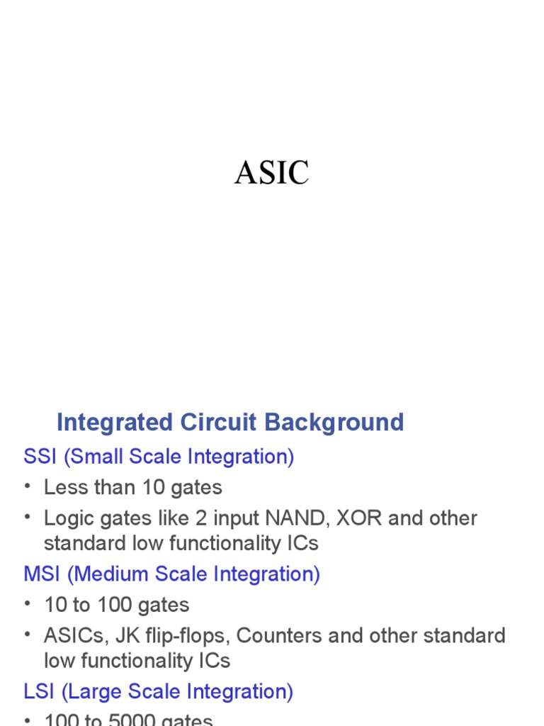 ASIC Design Classification Details | PDF | Integrated Circuit | Cmos