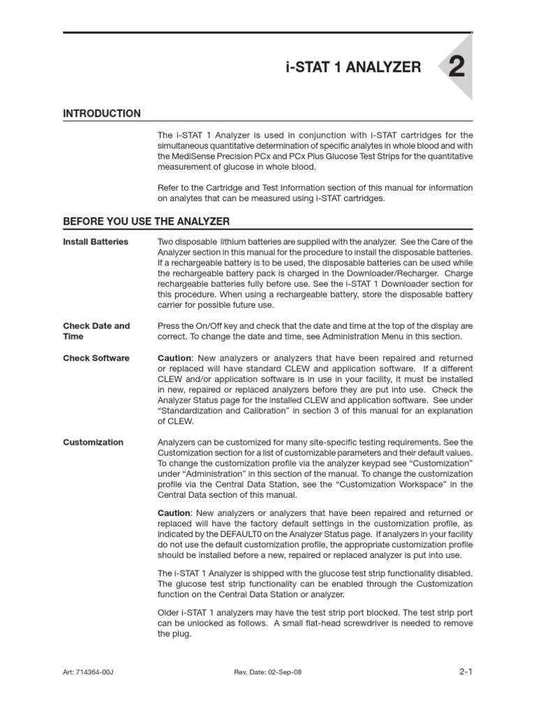 i-STAT 1 Analyzer User Guide | PDF | Battery (Electricity) | Image Scanner