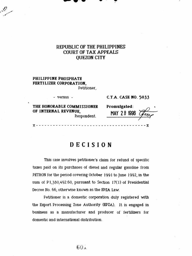 Philippine Phosphate Fertilizer Corporation v. Commissioner of Internal ...