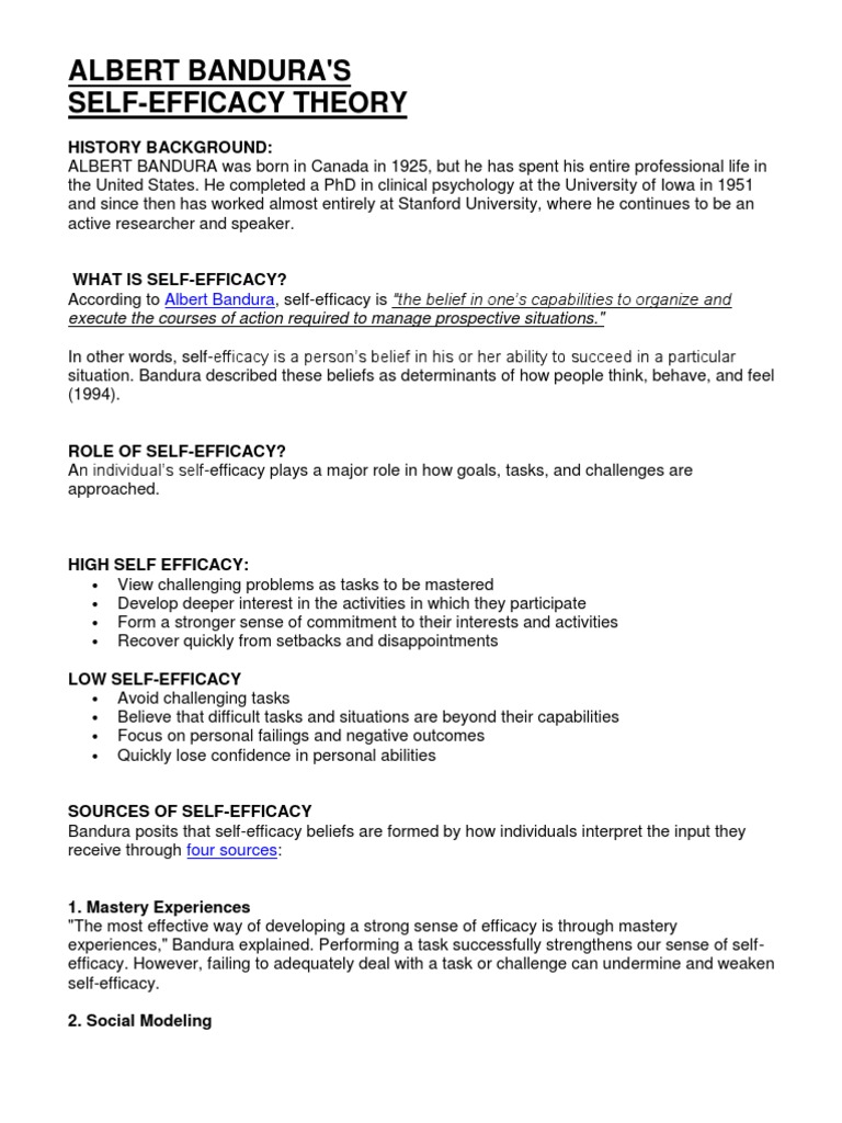 Albert Bandura | Self Efficacy | Metaphysics Of Mind