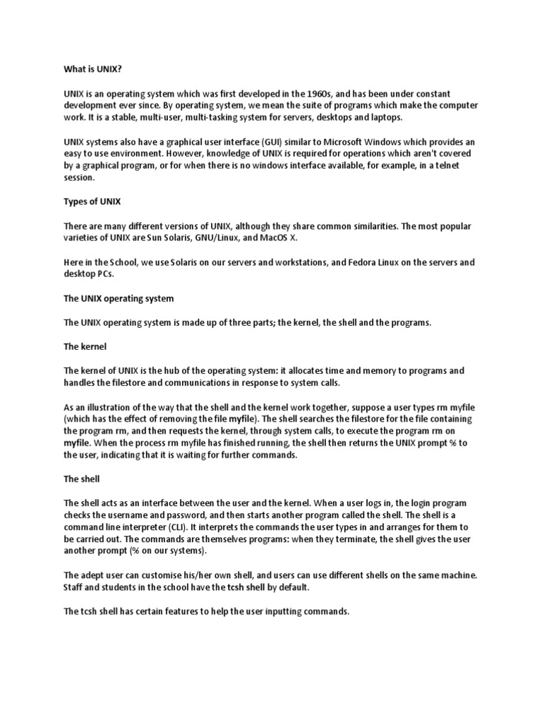 Qucik Unix | PDF | Command Line Interface | Operating System