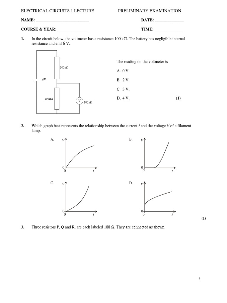 Electrical Circuits 1 Lecture Prelims | PDF | Electrical Resistance And ...