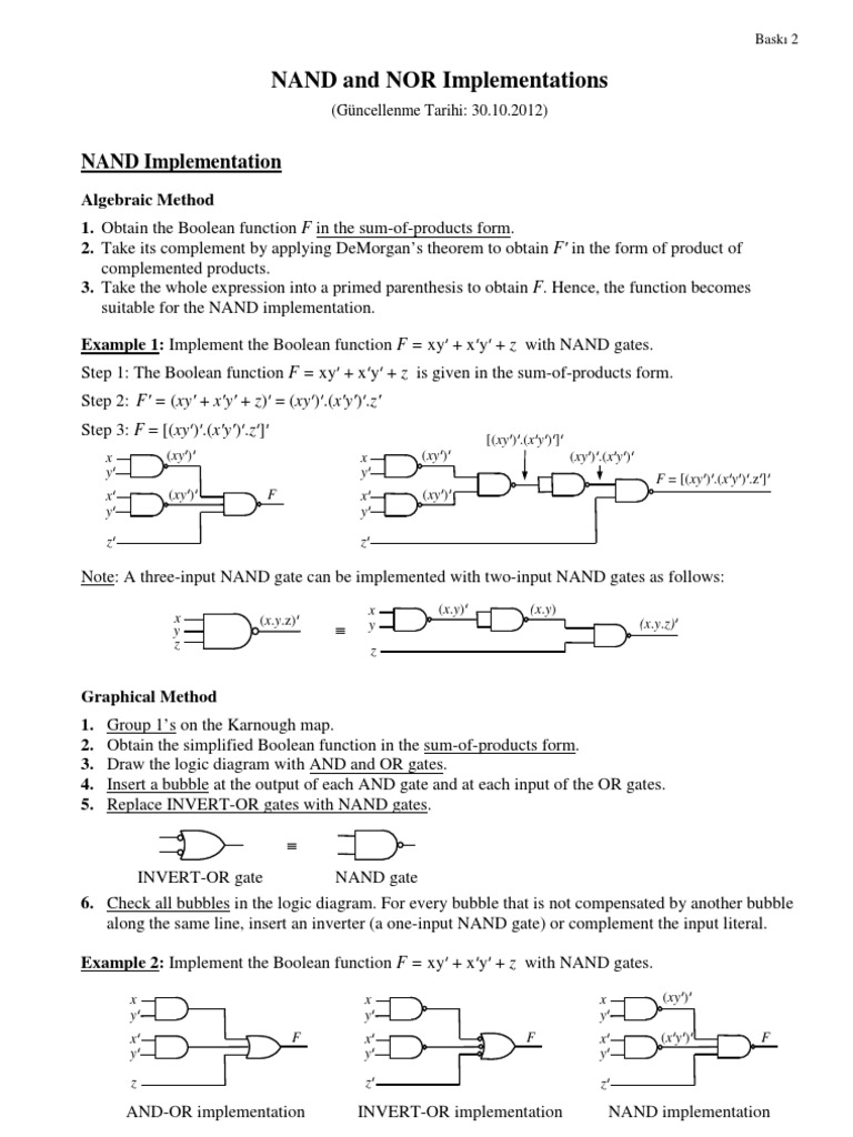 NAND NOR Implementation | PDF | Boolean Algebra | Teaching Mathematics